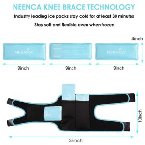 NEENCA Knee Brace with Ice Pack Wrap, Medical Knee Wrap with 3 Reusable Gel Packs, Hot & Cold Therapy for Meniscus Tear, Joint Pain, Knee Pain Relief, Knee Surgery, Sprain & Swelling- FSA/HSA Approved