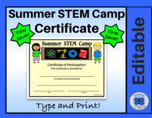 summer stem camp certificate - chalkboard kids