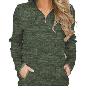 AKEWEI Womens Sweatshirt Hoodies Casual Zip up Hoodie Jacket with Pockets Army Green XL