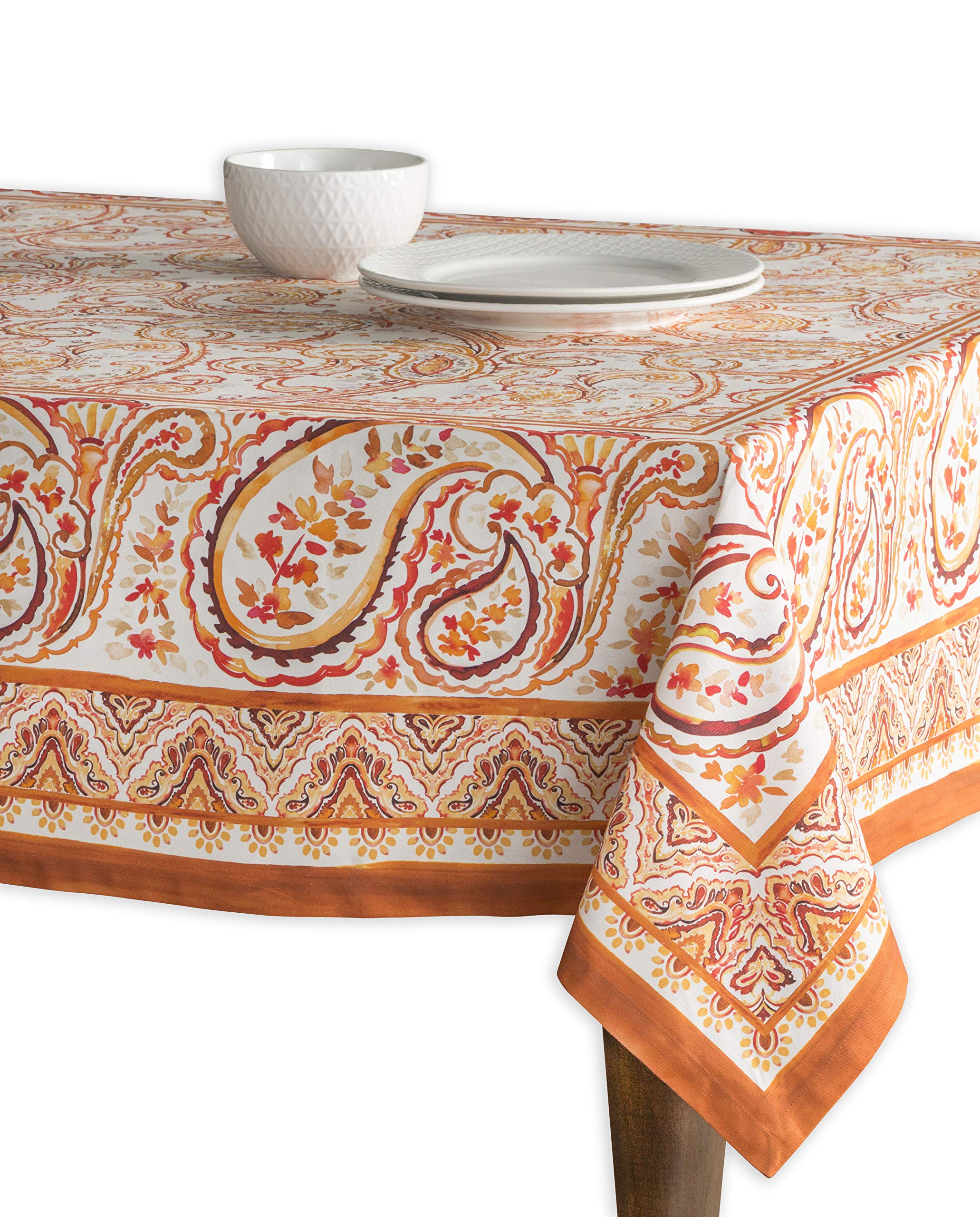 Maison d' Hermine Tablecloth 100% Cotton 70"x108" Washable Rectangle Table Cover Decorative Tablecloths, Dining, Buffet Party & Camping, Palatial Paisley - Thanksgiving/Christmas