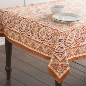 Maison d' Hermine Tablecloth 100% Cotton 70"x108" Washable Rectangle Table Cover Decorative Tablecloths, Dining, Buffet Party & Camping, Palatial Paisley - Thanksgiving/Christmas