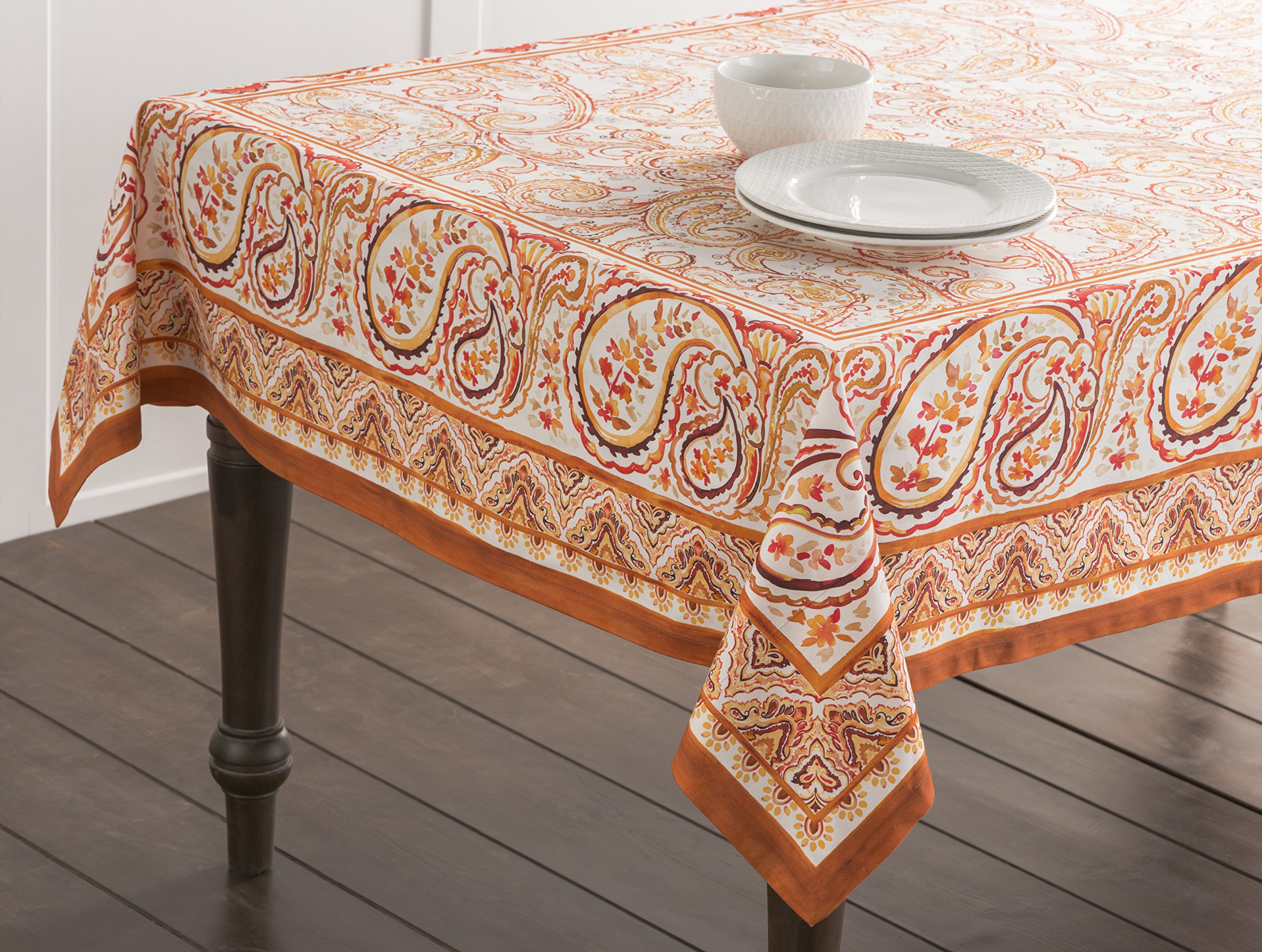 Maison d' Hermine Tablecloth 100% Cotton 70"x108" Washable Rectangle Table Cover Decorative Tablecloths, Dining, Buffet Party & Camping, Palatial Paisley - Thanksgiving/Christmas