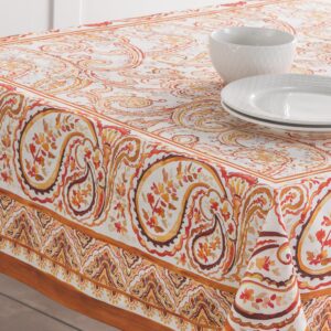 Maison d' Hermine Tablecloth 100% Cotton 70"x108" Washable Rectangle Table Cover Decorative Tablecloths, Dining, Buffet Party & Camping, Palatial Paisley - Thanksgiving/Christmas