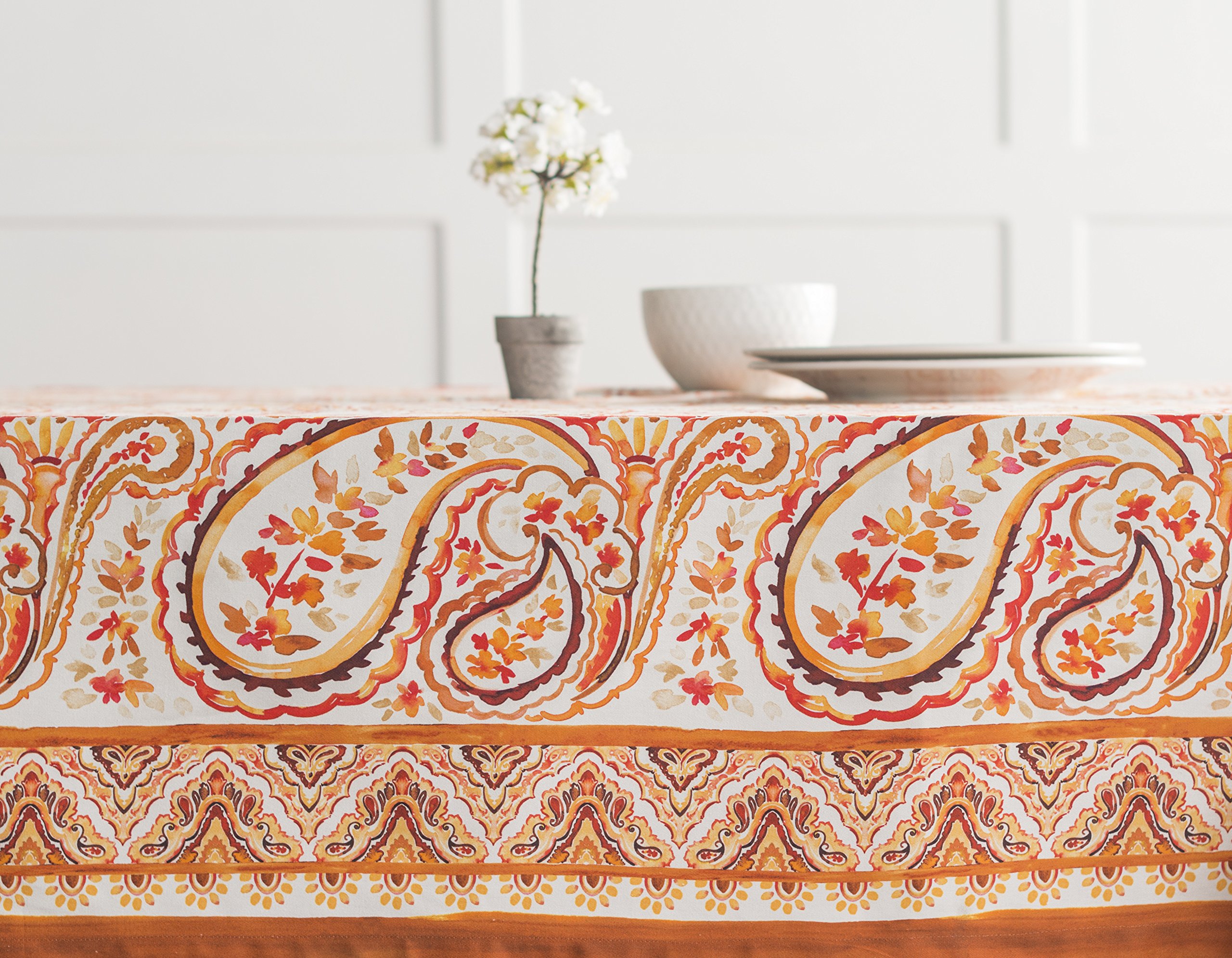 Maison d' Hermine Tablecloth 100% Cotton 70"x108" Washable Rectangle Table Cover Decorative Tablecloths, Dining, Buffet Party & Camping, Palatial Paisley - Thanksgiving/Christmas