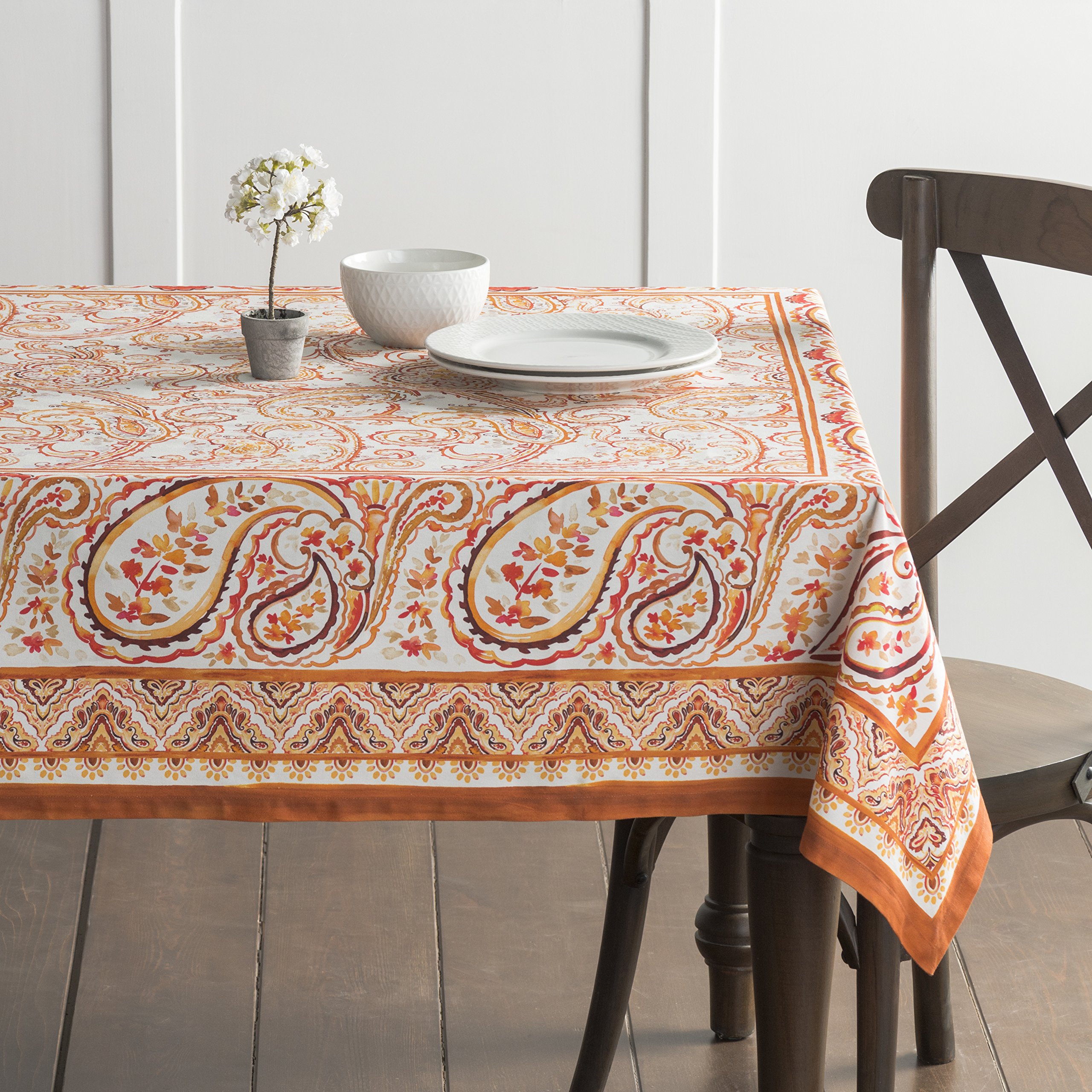 Maison d' Hermine Tablecloth 100% Cotton 70"x108" Washable Rectangle Table Cover Decorative Tablecloths, Dining, Buffet Party & Camping, Palatial Paisley - Thanksgiving/Christmas