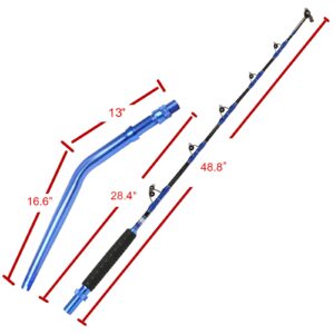 Fiblink Bent Butt Fishing Rod 2 Piece Swivel Tip Saltwater Trolling Rod Big Game Roller Rod Conventional Boat Fishing Pole with Roller Guides (6' 80-120lbs)