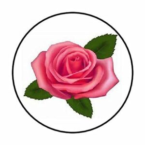 without brand set of 48 envelope seals labels pink rose flowers 1.2" round