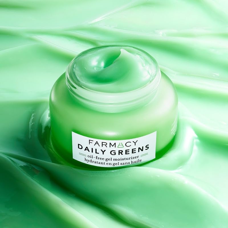 Farmacy Daily Greens Oil Free Gel Face Moisturizer - Daily Facial Moisturizing Cream with Hyaluronic Acid - New Fragrance-Free Formula