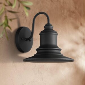 possini euro design elgin modern industrial farmhouse outdoor barn light sconce fixture textured black 9 1/2" decor for exterior house porch patio outside deck garage yard front door garden home