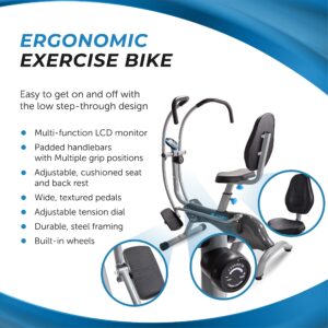 Stamina EasyStep Recumbent Stepper with Arm Workout - Recumbent Cross Trainer with Smart Workout App for Home Workout - Up to 250 lbs Weight Capacity