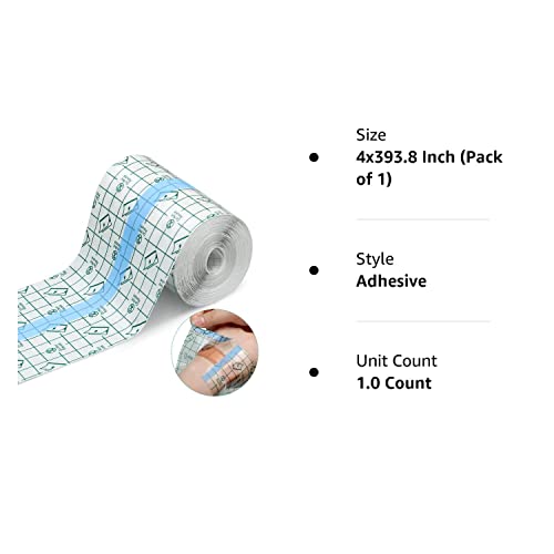 Transparent Dressing Adhesive Bandage Waterproof Bandage Clear Adhesive Bandages Stretch Tape for Tattoos Swimming (3.94 Inch x 10.94 Yard)