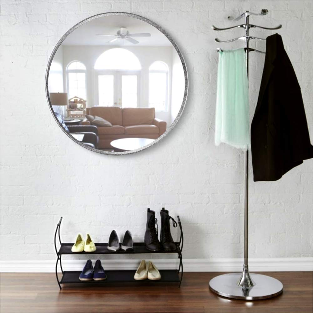 KAASUNES 30-Inch Circle Mirror Mounted Round Mirror Premium Brushed Metal Coated Frame Black, Glass Panel Circle Deep Set Design for for Washroom, Entryways, Living Rooms