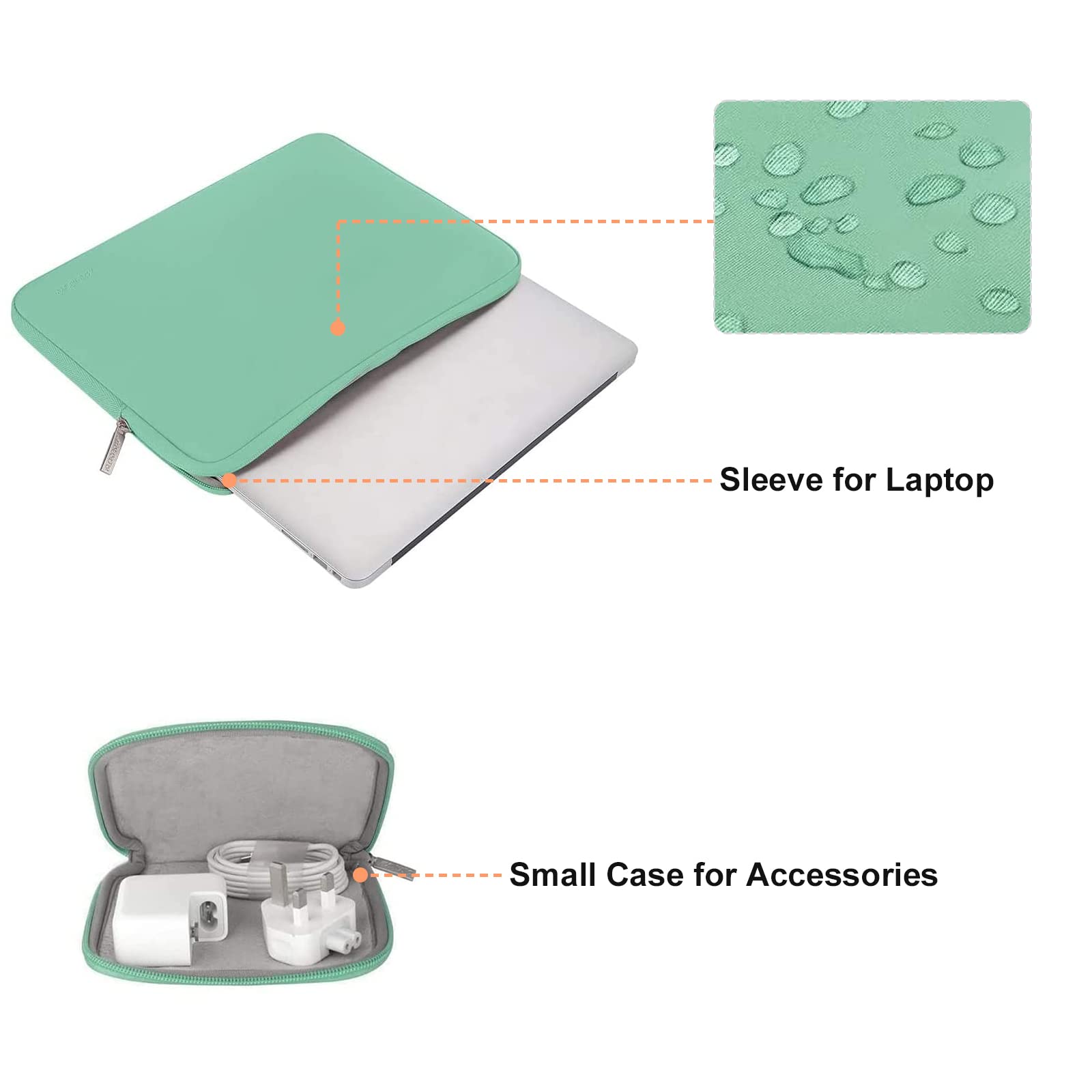 MOSISO Laptop Sleeve Compatible with MacBook Air/Pro, 13-13.3 inch Notebook, Compatible with MacBook Pro 14 inch M3 M2 M1 Chip Pro Max 2024-2021, Neoprene Bag with Small Case, Biscay Green