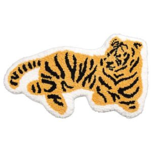 Cute Soft Tiger Shaped Animals Bath Mat Area Rug for Bedroom Bathroom Kitchen Floor Water Absorption Non-Slip Small Carpet Door Mat Kid's Room Playmat (50 * 75CM)