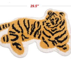 Cute Soft Tiger Shaped Animals Bath Mat Area Rug for Bedroom Bathroom Kitchen Floor Water Absorption Non-Slip Small Carpet Door Mat Kid's Room Playmat (50 * 75CM)