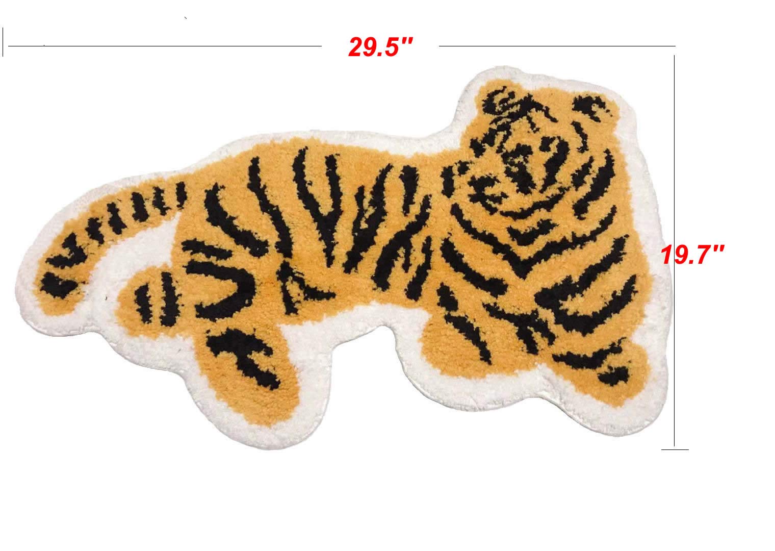 Cute Soft Tiger Shaped Animals Bath Mat Area Rug for Bedroom Bathroom Kitchen Floor Water Absorption Non-Slip Small Carpet Door Mat Kid's Room Playmat (50 * 75CM)