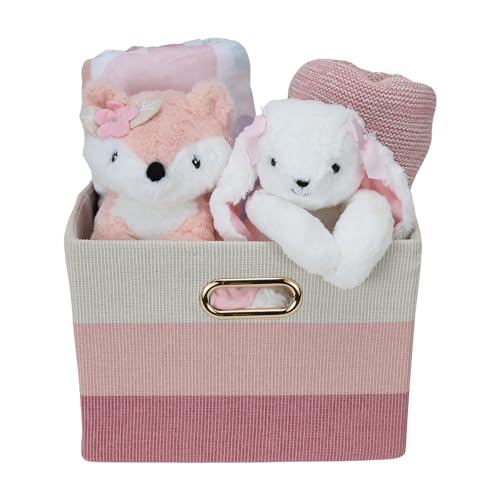 Lambs & Ivy Pink/White 5-Piece Luxury Infant/Newborn/Baby Gift Basket