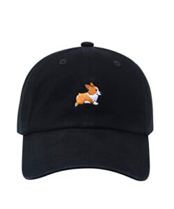 hatphile 6 panel dad hat baseball cap (large, corgi black)