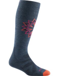 darn tough women's over-the-calf cushion socks, sacred denim, medium