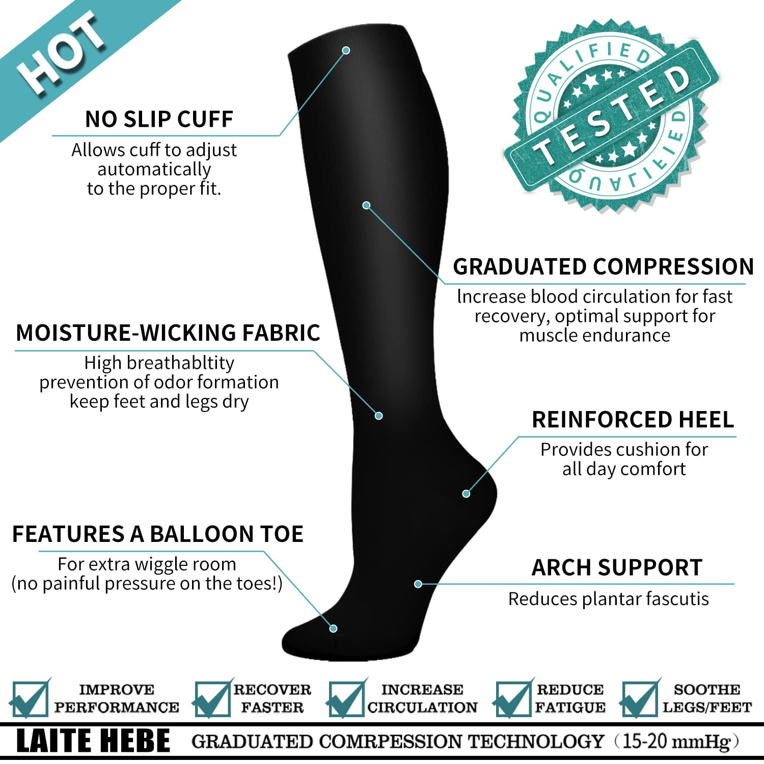 Compression Socks For Women& Men circulation(8 Pairs),Socks-Best for Running,Sports,Hiking,Flight travel,Pregnancy