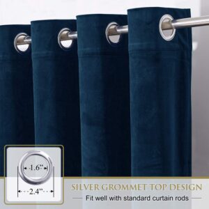 StangH Velvet Blackout Curtains Navy - Luxury Blue Curtains Velvet Textured Panel Drapes for Hotel Hall/Farmhouse Decor, Heavy Duty Summer Heat Block Out, Navy Blue, Wide 52 x Long 96 inches, 2 Pcs