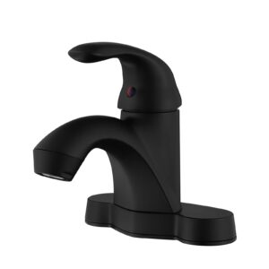 homelody plastic bathroom faucet matte black 4 inch centerset bathroom sink faucet single handle faucet for 2 or 3 holes lavatory faucet, hot and cold water rv faucet