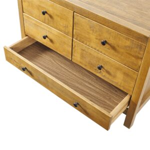 MUSEHOMEINC Rustic Wood with 5-Drawer Dresser,Storage Night Stand,Round Metal knobs,Rustic Oak Finish