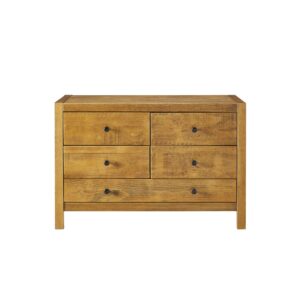 MUSEHOMEINC Rustic Wood with 5-Drawer Dresser,Storage Night Stand,Round Metal knobs,Rustic Oak Finish