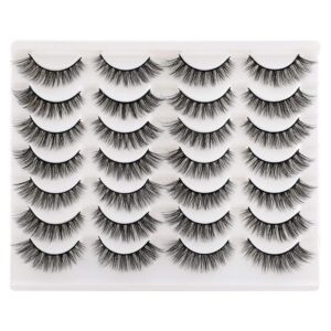 newcally lashes false eyelashes cat eyes wispy natural faux mink lashes 14 pairs pack light volume short fake eye lashes multipack