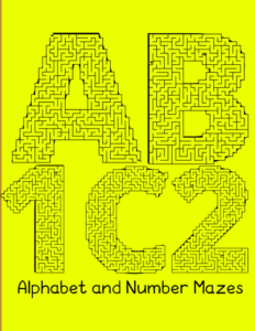 easy alphabet and numbers mazes for younger kids