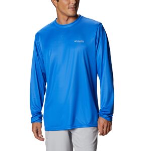 columbia men's terminal tackle pfg state triangle long sleeve, moisture wicking, uv sun protection, vivid blue/tn flag, 5x tall