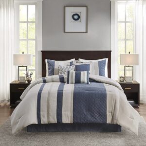 Madison Park Polyester 7 Piece Comforter Set with Solid Microsuede MP10-6851