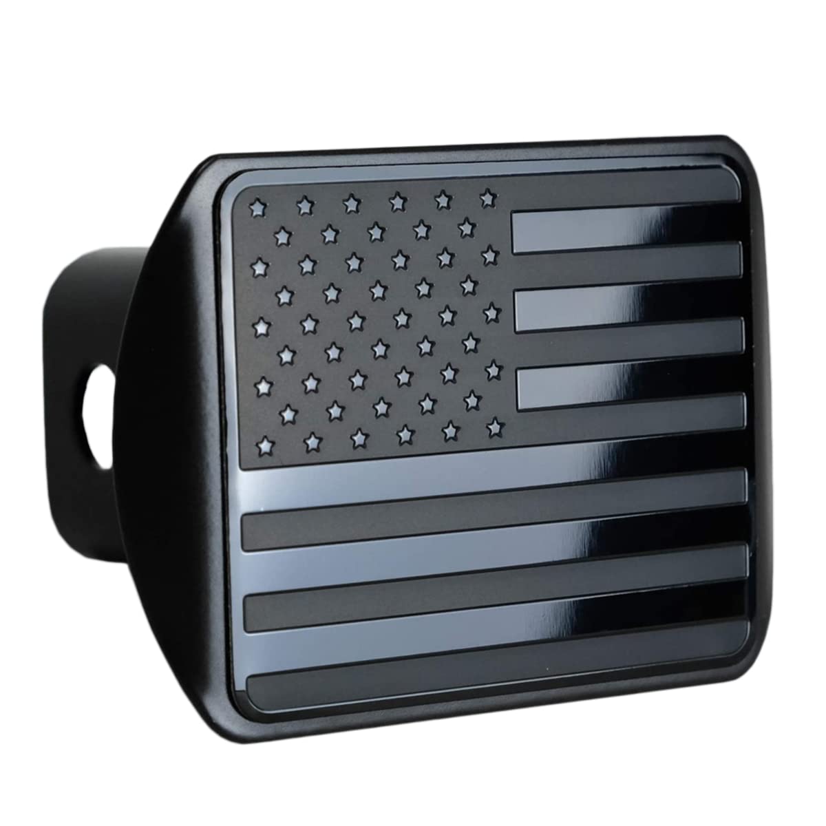 VaygWay American Flag Hitch Cover- Metal USA Flag Trailer Hitch Cover - Patriotic Flag Plug Hitch Cover