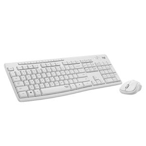 logitech mk295 wireless mouse & keyboard combo with silenttouch technology, full numpad, advanced optical tracking, lag-free wireless, 90% less noise - off white