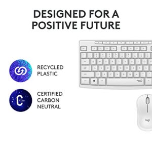 Logitech MK295 Wireless Mouse & Keyboard Combo with SilentTouch Technology, Full Numpad, Advanced Optical Tracking, Lag-Free Wireless, 90% Less Noise - Off White