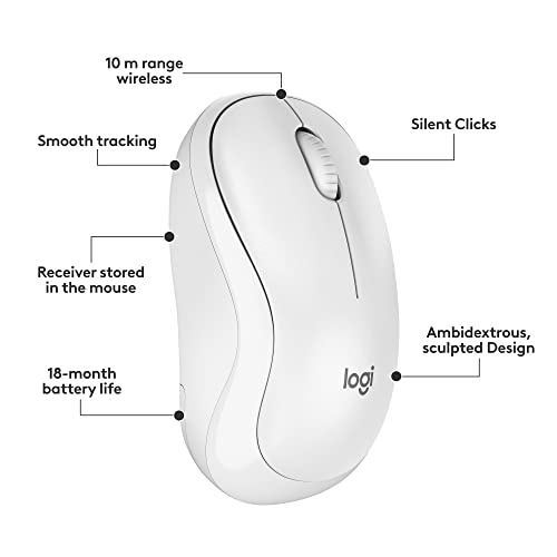 Logitech MK295 Wireless Mouse & Keyboard Combo with SilentTouch Technology, Full Numpad, Advanced Optical Tracking, Lag-Free Wireless, 90% Less Noise - Off White