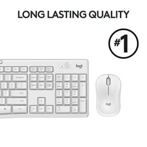 Logitech MK295 Wireless Mouse & Keyboard Combo with SilentTouch Technology, Full Numpad, Advanced Optical Tracking, Lag-Free Wireless, 90% Less Noise - Off White