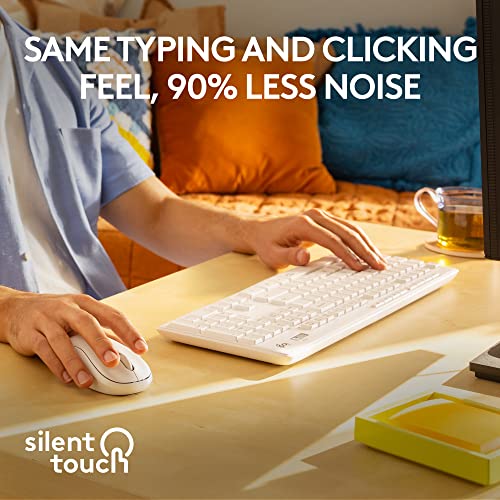 Logitech MK295 Wireless Mouse & Keyboard Combo with SilentTouch Technology, Full Numpad, Advanced Optical Tracking, Lag-Free Wireless, 90% Less Noise - Off White