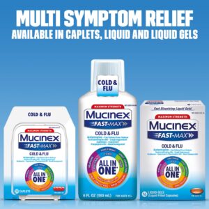 Mucinex Fast-Max Maximum Strength Cold & Flu All in One, Multi-Symptom Relief, Pain Reliever, Fever Reducer, Cough Suppressant, Expectorant, Nasal Decongestant, 16 Liquid Gels (Pack of 4)