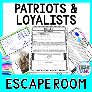 patriots and loyalists escape room - revolutionary war activity