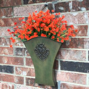 HAPLIA 8 Bundles Artificial Flowers, Fake Artificial Greenery UV Resistant No Fade Faux Plastic Plants for Wedding Bridle Bouquet Indoor Outdoor Home Garden Kitchen Office Table Vase (Orange Red)