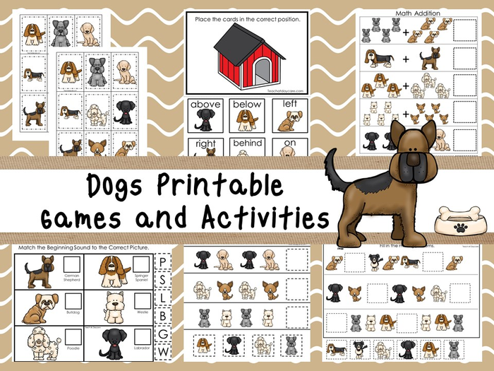 30 Printable Dogs themed Games and Activities