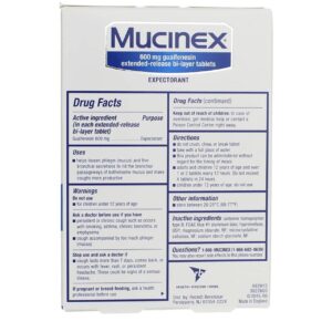 Chest Congestion, Mucinex Expectorant 12 Hour Extended Release Tablets, 20ct, 600 mg Guaifenesin with Extended Relief of Chest Congestion Caused by Excess Mucus. Thins and Loosens Mucus (Pack of 3)