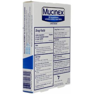 Chest Congestion, Mucinex Expectorant 12 Hour Extended Release Tablets, 20ct, 600 mg Guaifenesin with Extended Relief of Chest Congestion Caused by Excess Mucus. Thins and Loosens Mucus (Pack of 3)