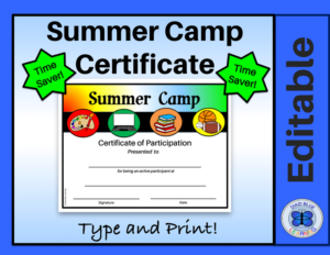 summer camp certificate