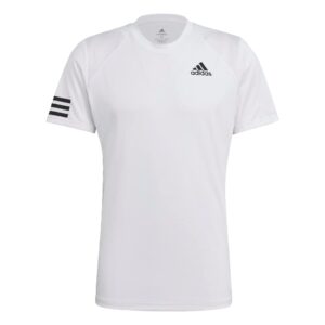 adidas men's club tennis 3-stripes tee, white/black, small