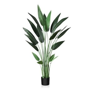 crosofmi artificial canna lily tree 4.6 feet fake tropical palm tree with 20 trunks,perfect large faux silk plants in pot for indoor outdoor home office garden modern decoration housewarming gift