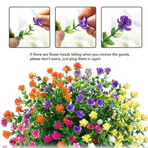 IJIANG 6Pcs Artificial Flowers Outdoor Fake Flowers for Decoration UV Resistant Faux Plastic Greenery Shrubs Plants Home Garden Porch Window Box Decor (White)