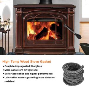 Stanbroil Wood Stove Gasket, 1/4" x 84" Graphite Impregnated Fiberglass Rope Seal and High-Temperature Cement Gasket Replacement for Wood Stoves Door