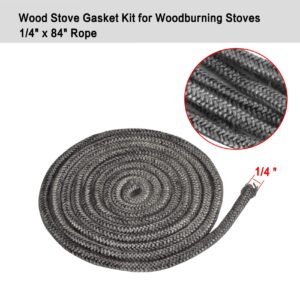 Stanbroil Wood Stove Gasket, 1/4" x 84" Graphite Impregnated Fiberglass Rope Seal and High-Temperature Cement Gasket Replacement for Wood Stoves Door